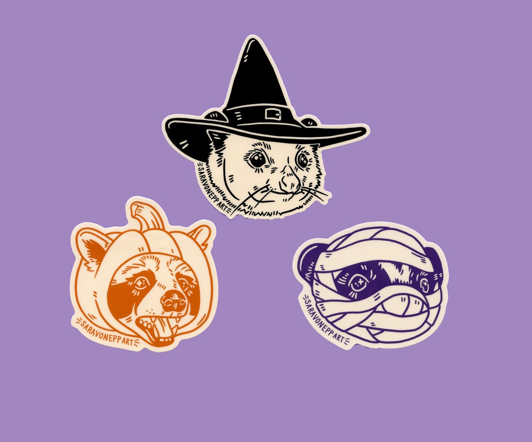Halloween Tri-color Trio Sticker Pack | Trash Pal Round-up | Opossum ...