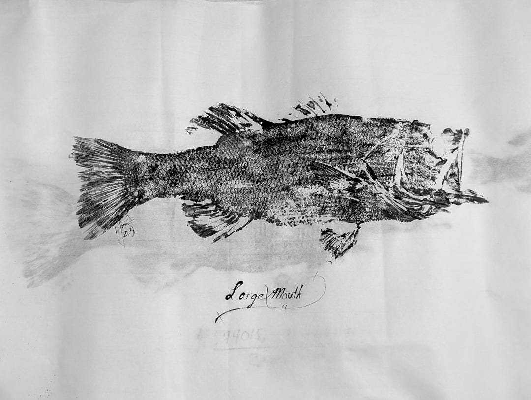 Largemouth Bass Ink on Rice Paper Print - Etsy