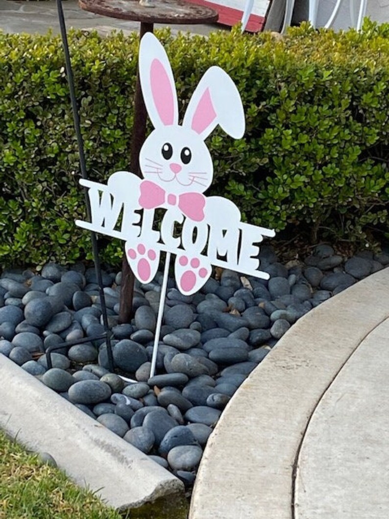 Easter Bunny Welcome Yard Stake/sign - Etsy