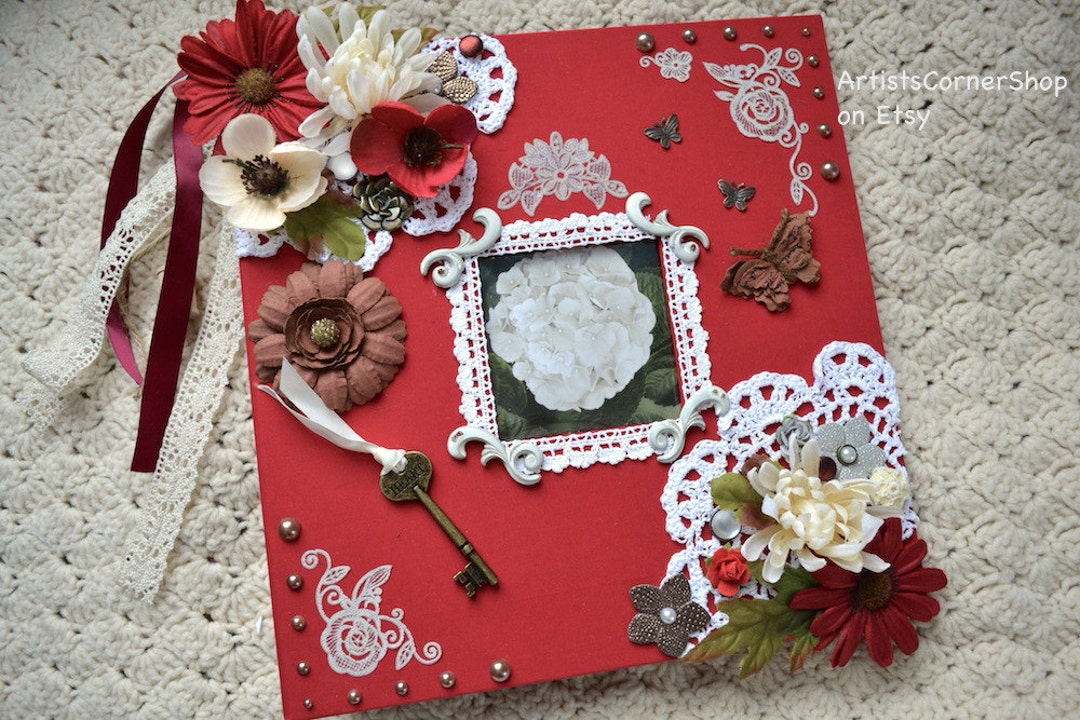Scrapbook Album - Premade Scrapbook - Red Scrapbook - Summer Scrapbook ...