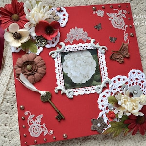 Scrapbook Album - Premade Scrapbook - Red Scrapbook - Summer Scrapbook ...