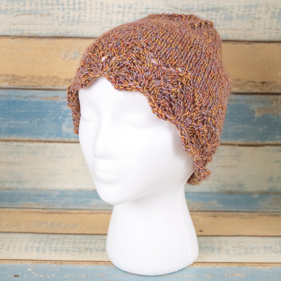 Hand Knit Lace Beanie: Multi Color Andean Silk Toque - Etsy