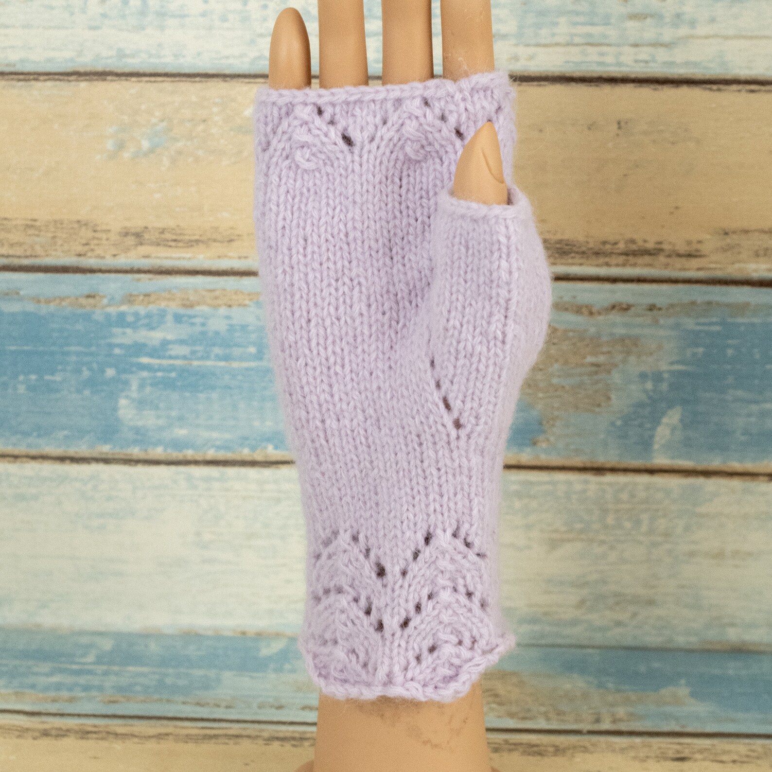 Hand Knit Angora Lambswool Fingerless Gloves, Light Pink Lace Cuffs ...