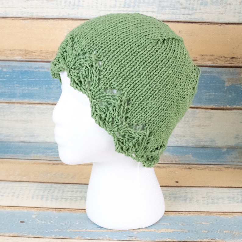 Green Lace Hat Hand Knit With Patons Baby Bamboo Yarn Beanie - Etsy