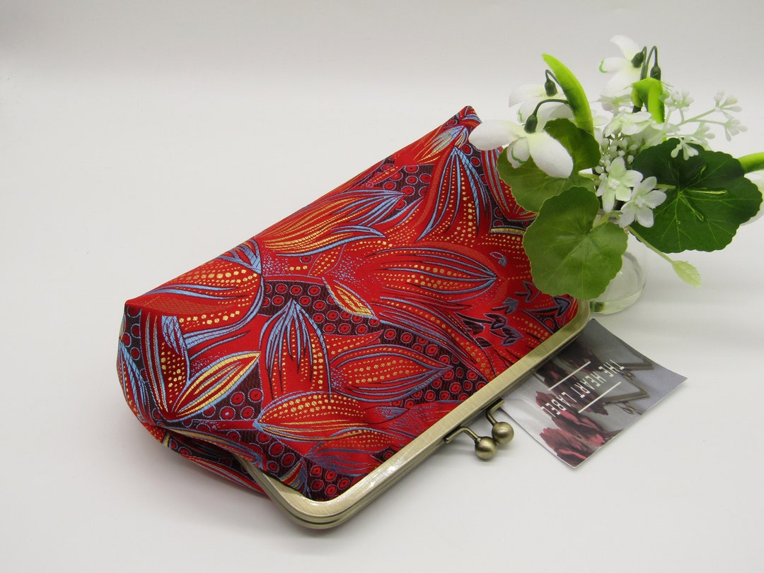 Red Floral Design Clutch Purse, Wedding Clutch Bag, Red Clutch Bag ...