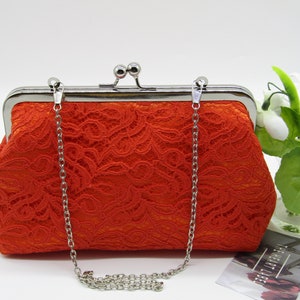 Orange Lace Clutch Bag, Wedding Clutch Bag, Clutch Purse, Ladies ...