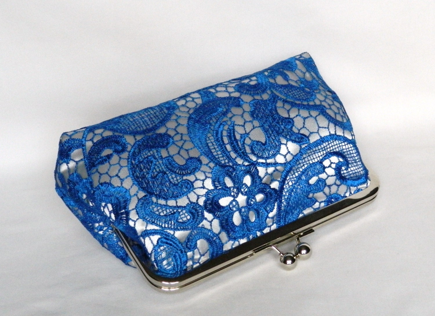 Blue Lace Clutch Royal Blue and Silver Lace Clutch Lace | Etsy