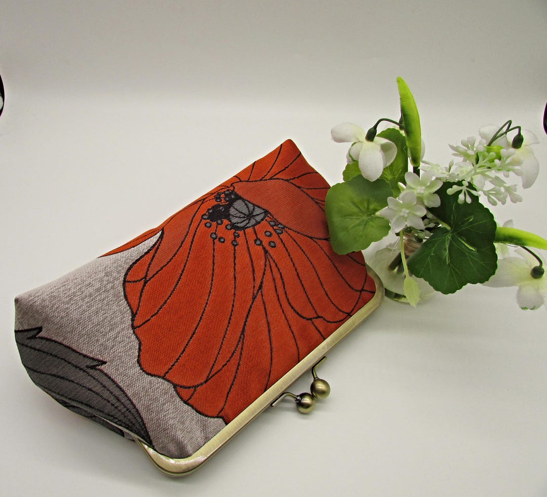 Burnt Orange Floral Clutch Purse, Clutch Bag, Wedding Clutch Bag ...