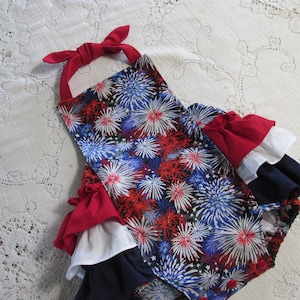 Fireworks Red White & Blue Ruffled Bubble Romper - Patriotic - Fourth ...