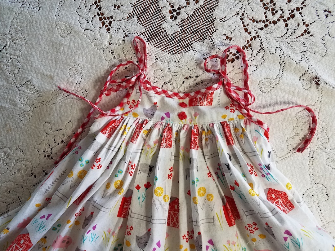 Red Barn Farm Twirly Birthday Party Dress - Sheep Chickens Pigs - Baby ...