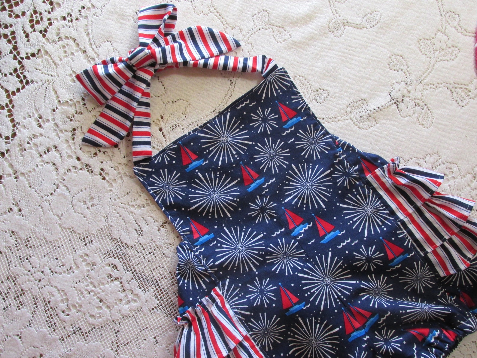 Fourth of July Red White & Blue Ruffled Bubble Romper - Patriotic ...