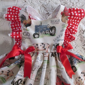 Farm Birthday Party Dress - Baby Toddler and Girl Sizes - Blue & Red ...