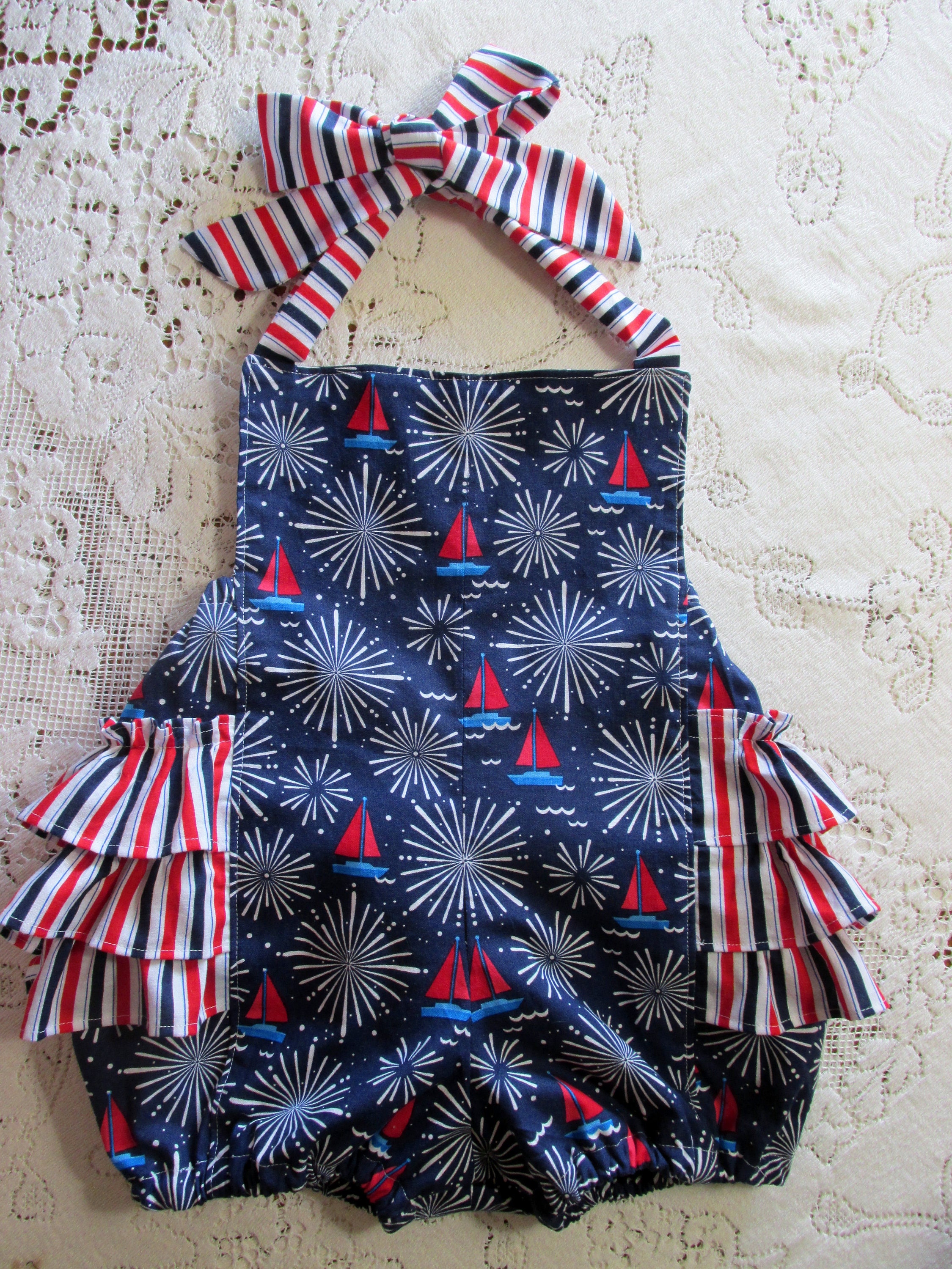 Fourth of July Red White & Blue Ruffled Bubble Romper - Patriotic ...