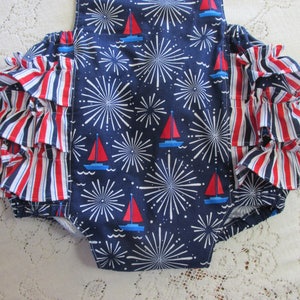 Fourth of July Red White & Blue Ruffled Bubble Romper - Patriotic ...
