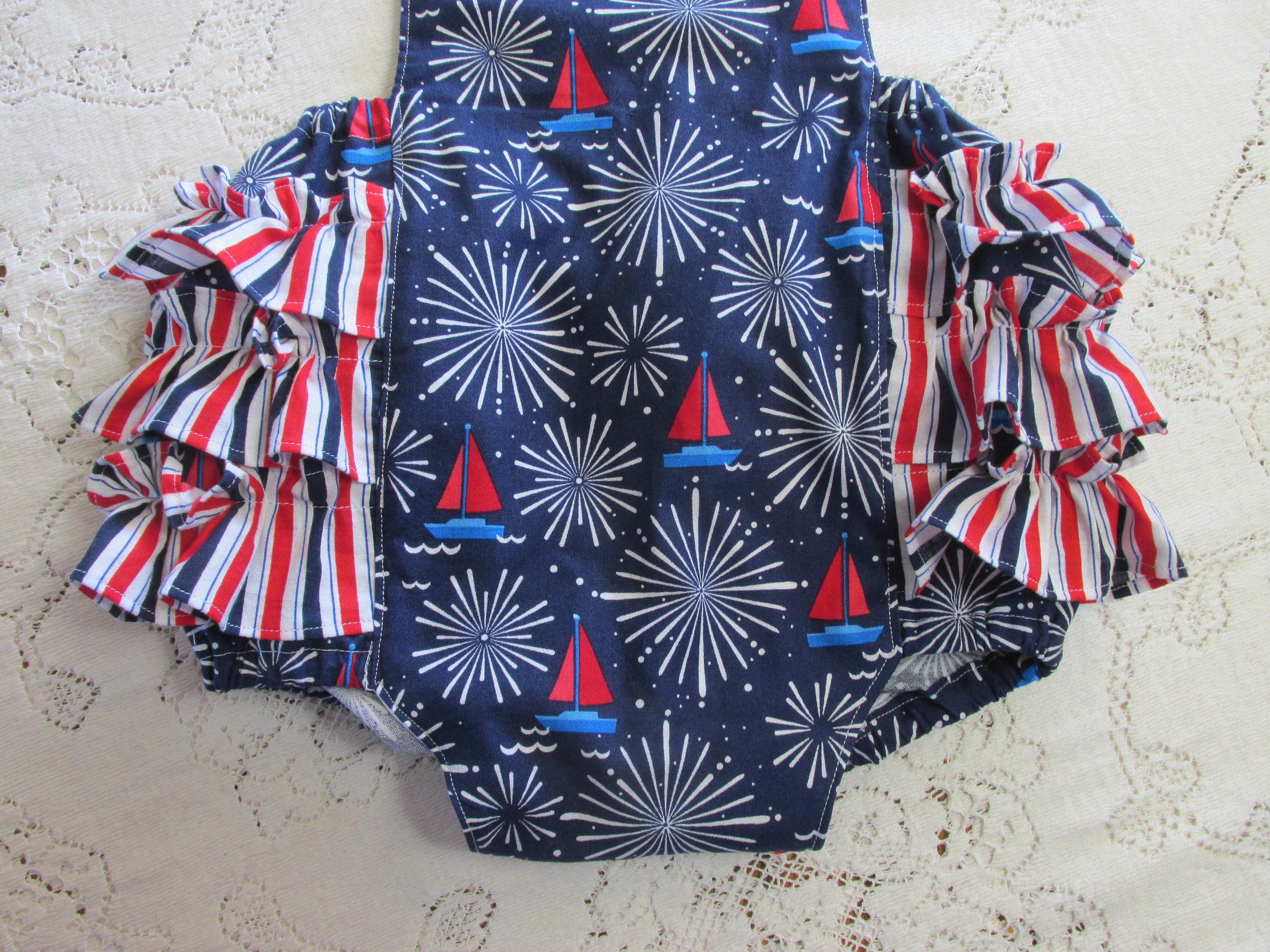 Fourth of July Red White & Blue Ruffled Bubble Romper - Patriotic ...