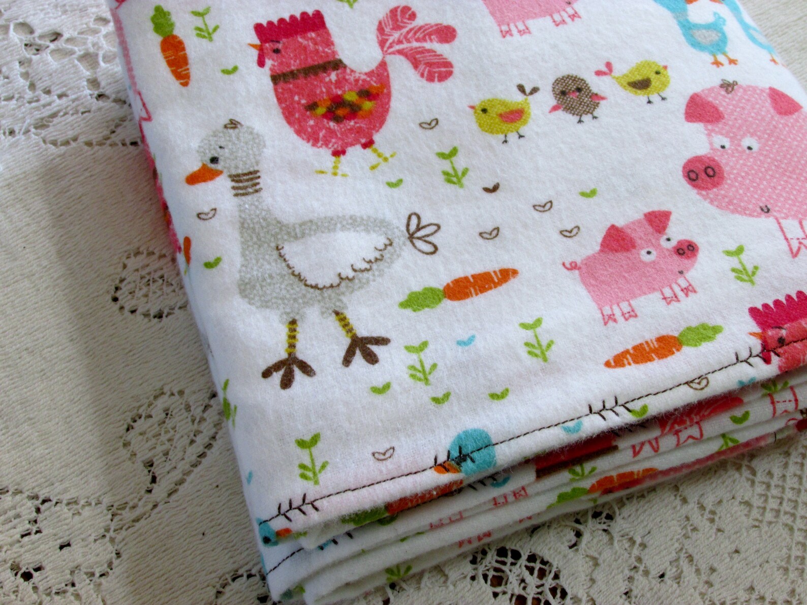Extra-large Receiving Blanket Farm Animals Pig Duck Goose - Etsy