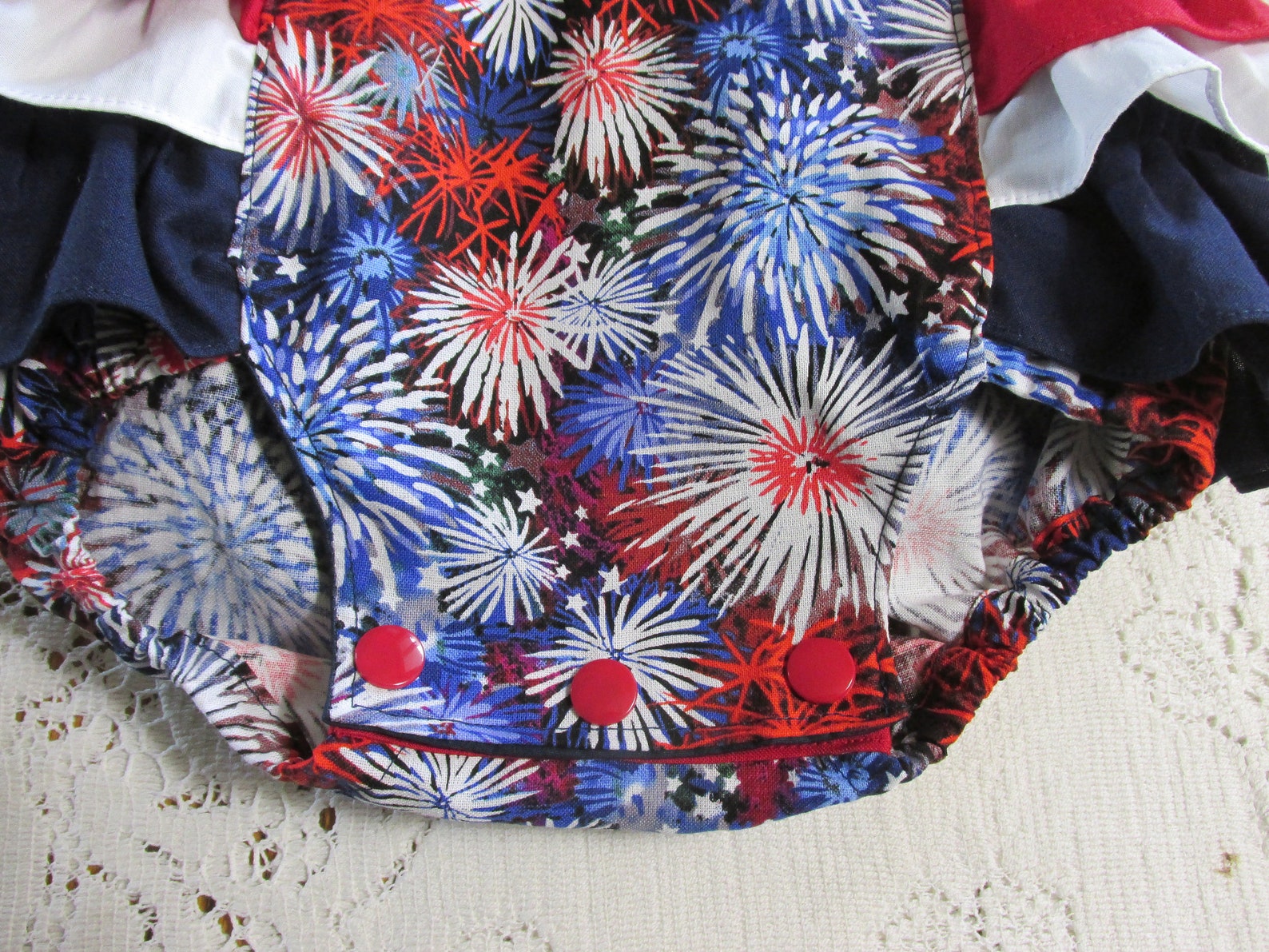 Fireworks Red White & Blue Ruffled Bubble Romper - Patriotic - Fourth ...
