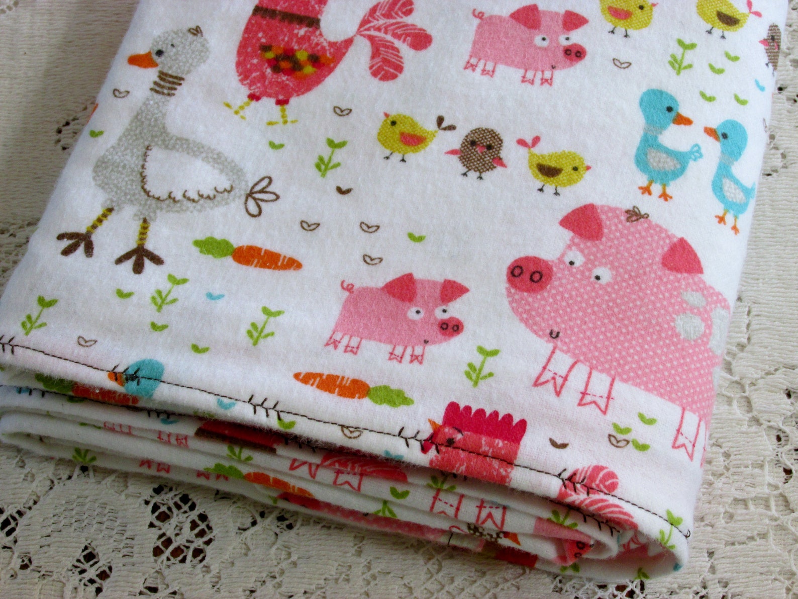 Extra-large Receiving Blanket Farm Animals Pig Duck Goose - Etsy
