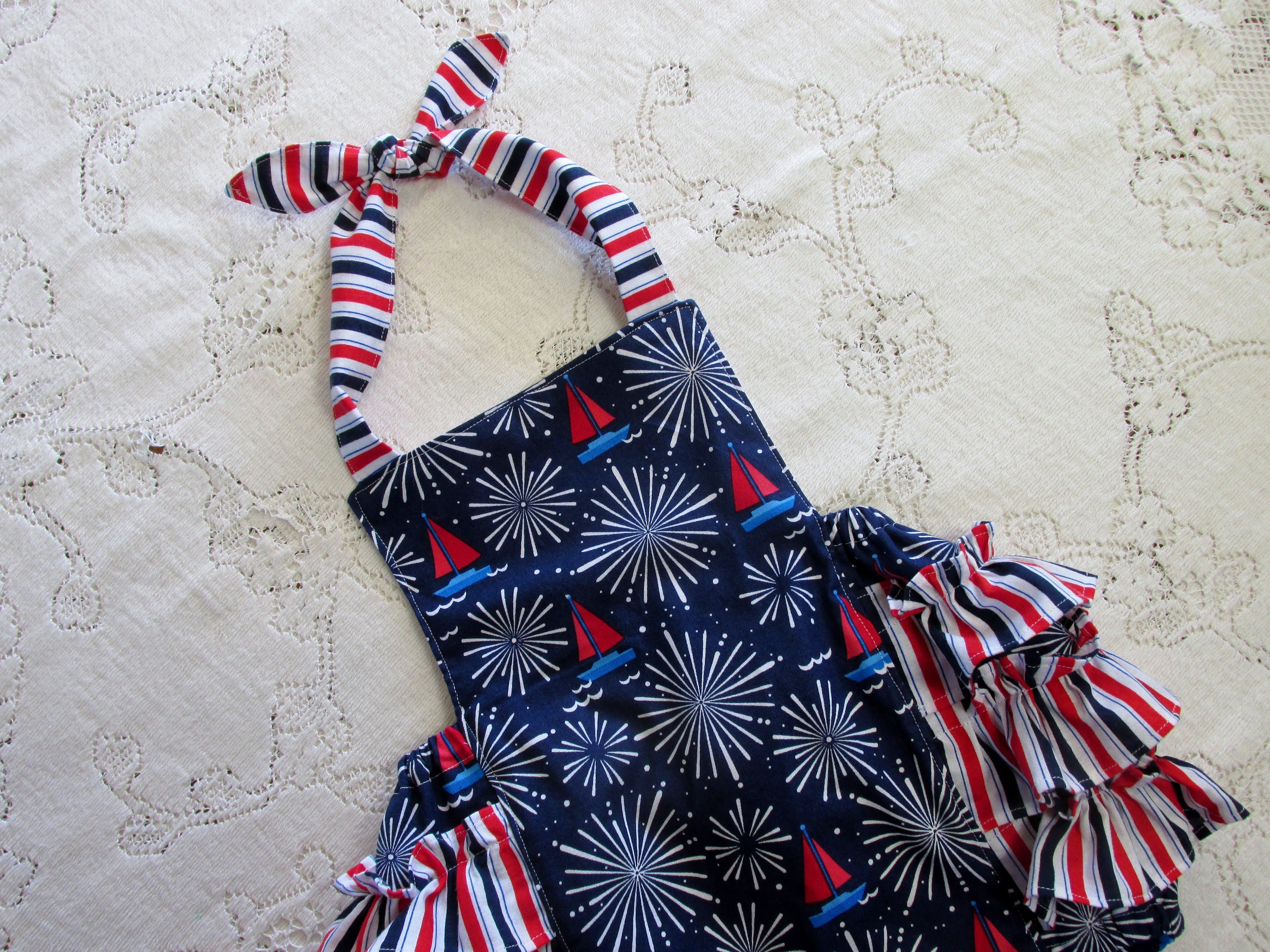 Fourth of July Red White & Blue Ruffled Bubble Romper - Patriotic ...