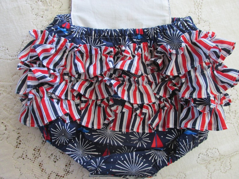 Fourth of July Red White & Blue Ruffled Bubble Romper - Patriotic ...