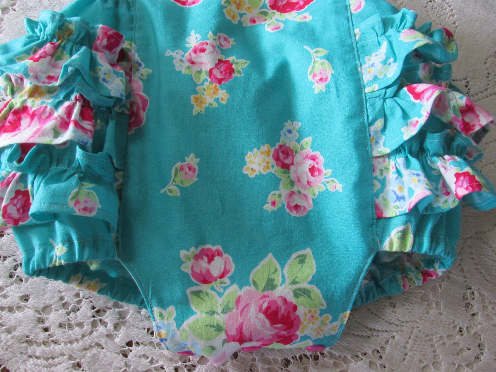 Flower Sugar Blue Ruffled Bubble Romper, Infant Toddler Child Sizes ...