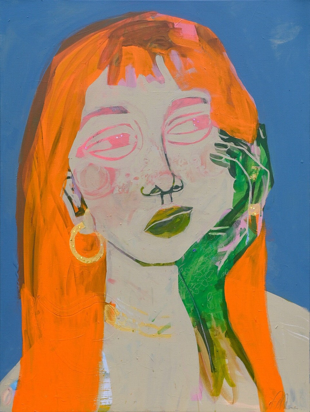 Self Portrait Acrylic Painting on Canvas Hands Original - Etsy