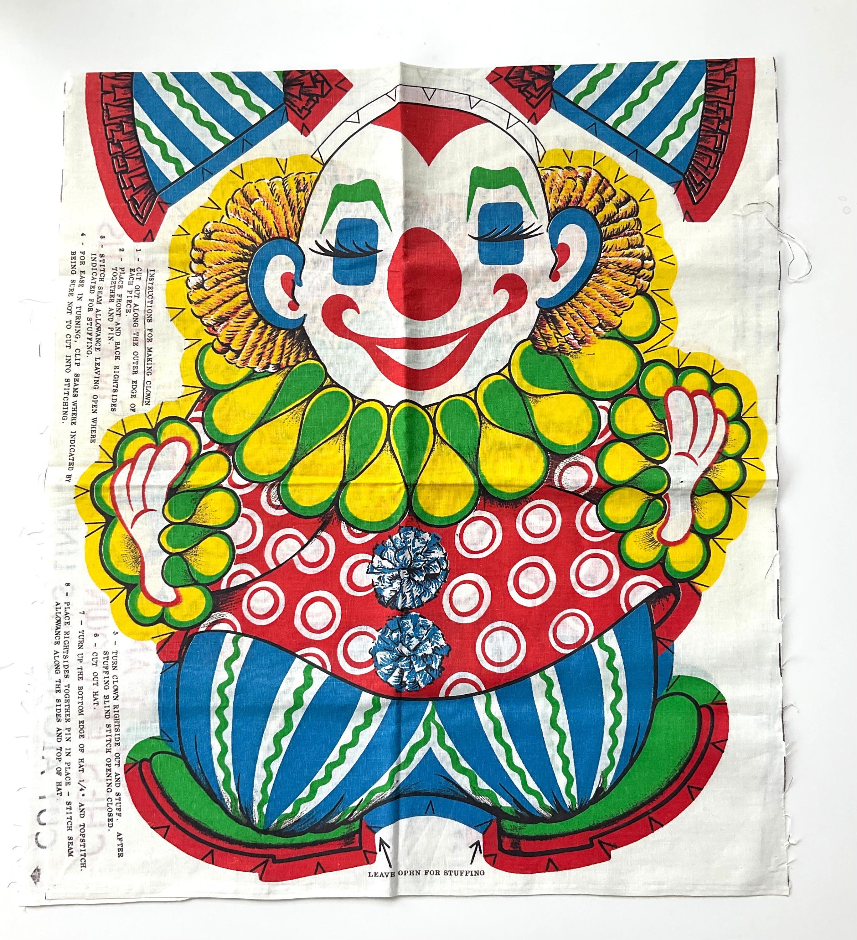Vintage Cut-n-sew Chester the Clown Pillow Project,60's Uncut Craft ...