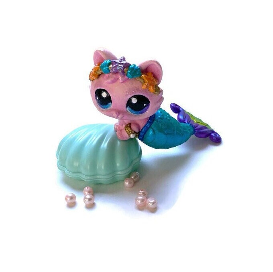 Littlest Pet Shop Custom Mermaid Cat,hand Painted Lps,littlest Pet Shop ...