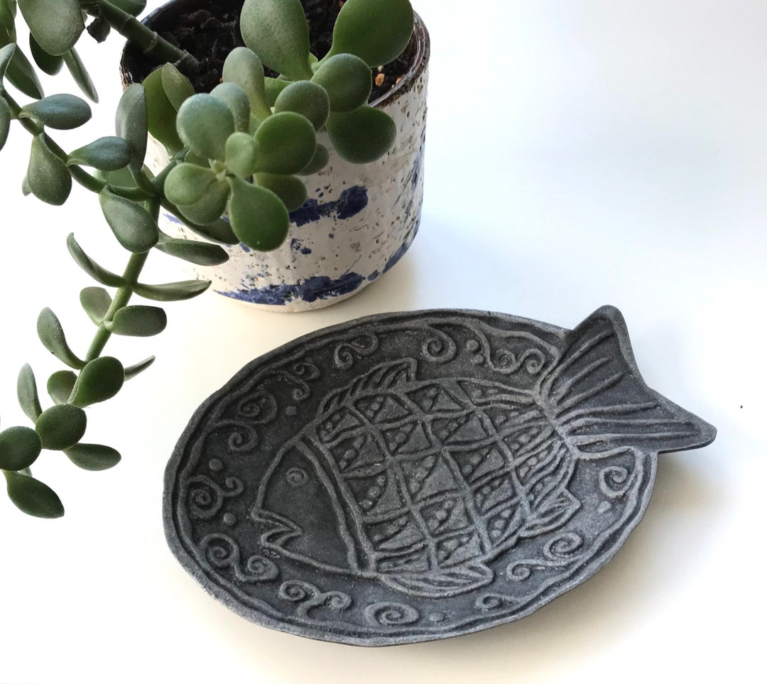 Fish Designed Metal Platter,aged Metal Decorative Fish Dish,pewter ...