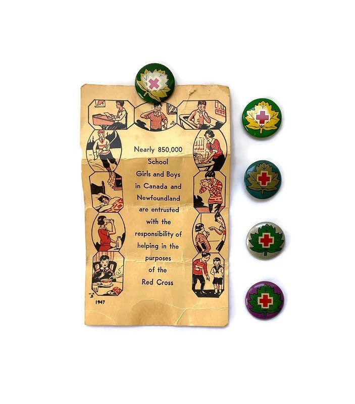 1940s Canadian Junior Red Cross Pins,vintage School Collectables,red ...