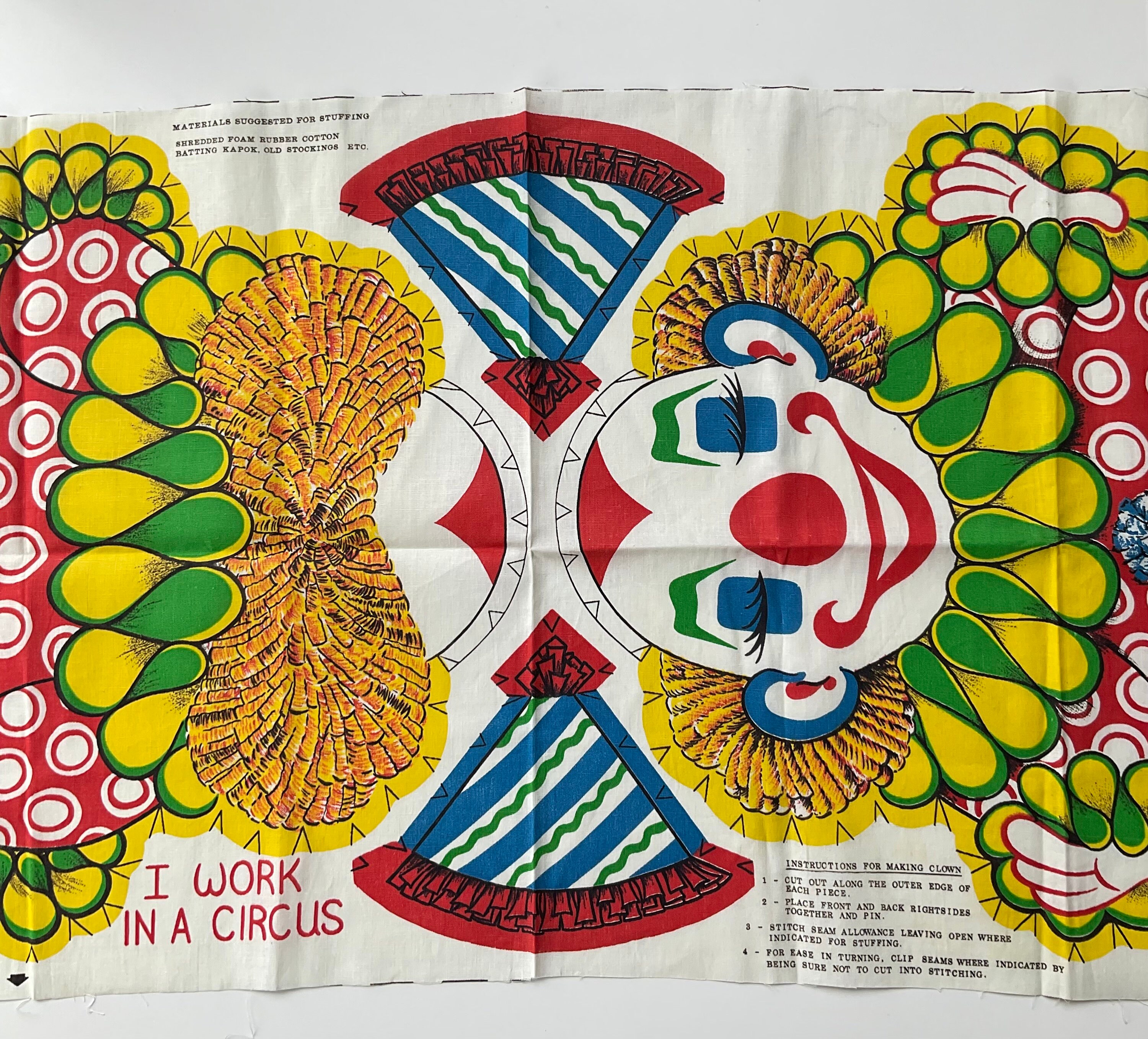 Vintage Cut-n-sew Chester the Clown Pillow Project,60's Uncut Craft ...