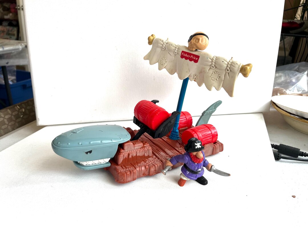 Complete 5-pc Pirate Shark Raft Playset, Great Adventures, Fisher Price ...