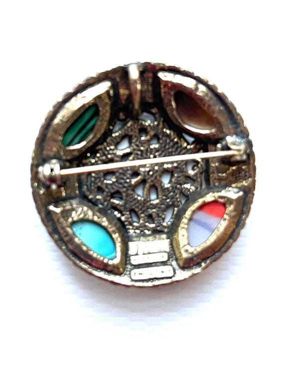 Miracle Brooch Pin, Marked England, Round, Gold-Tone,… - Gem