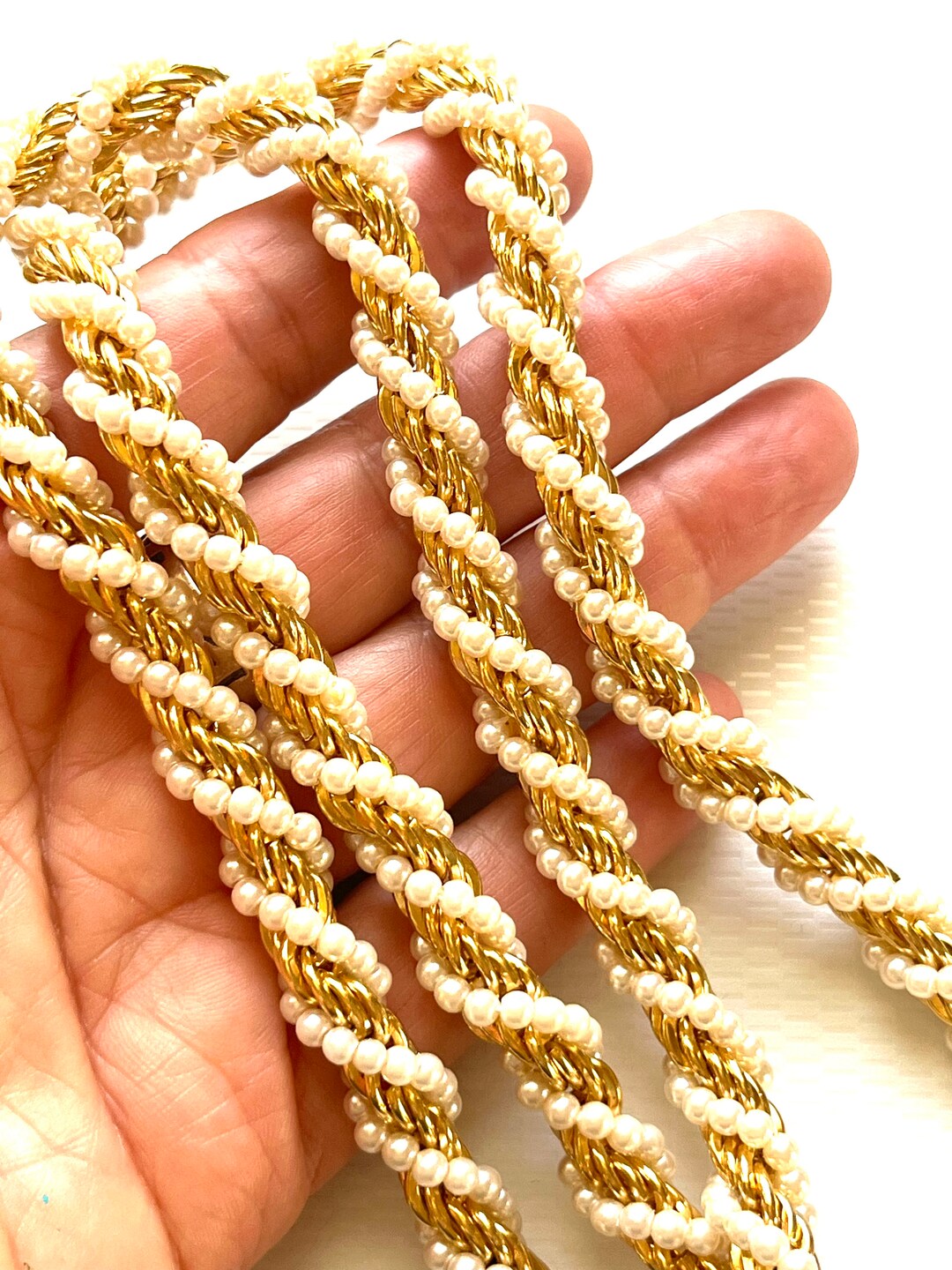 Rope Chain Necklace, Vintage 1990s Signed Napier, Gold-plated & Faux ...