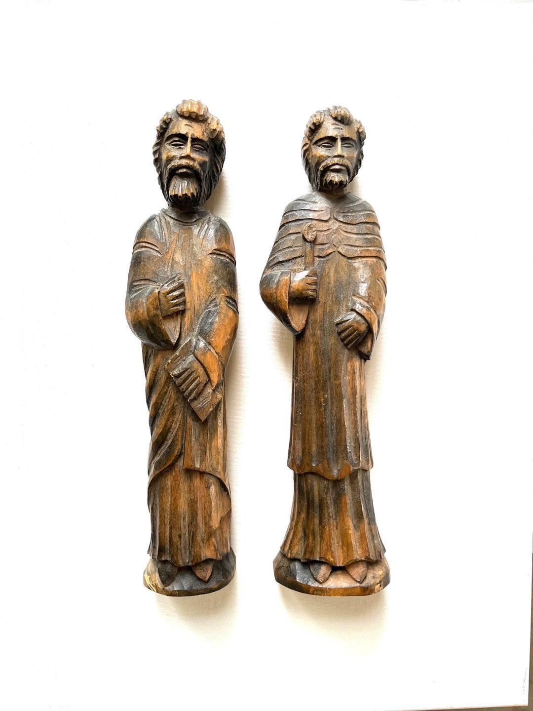 Religious Statues, Brown Wood, Apostles, Saints, Vintage 1960s, Spain ...
