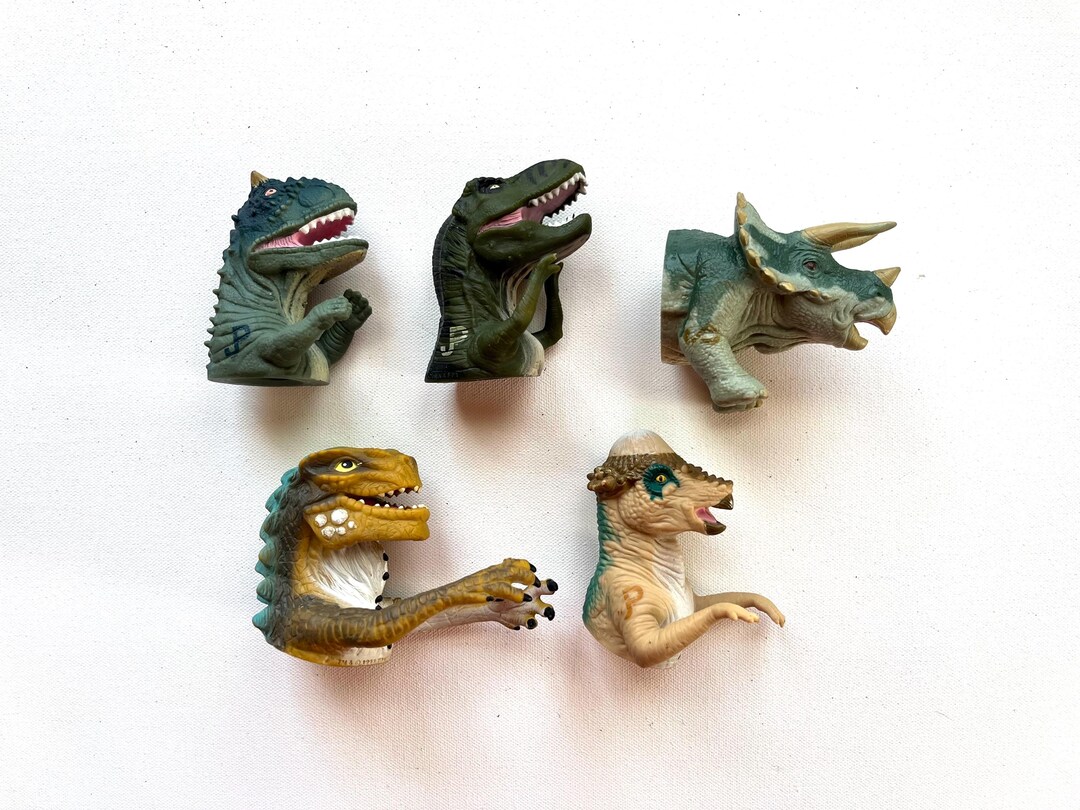5-pc Godzilla & Jurassic Park Dinosaur Finger Puppets, Vintage 1990s ...