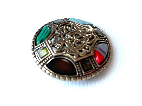 Miracle Brooch Pin, Marked England, Round, Gold-Tone,… - Gem