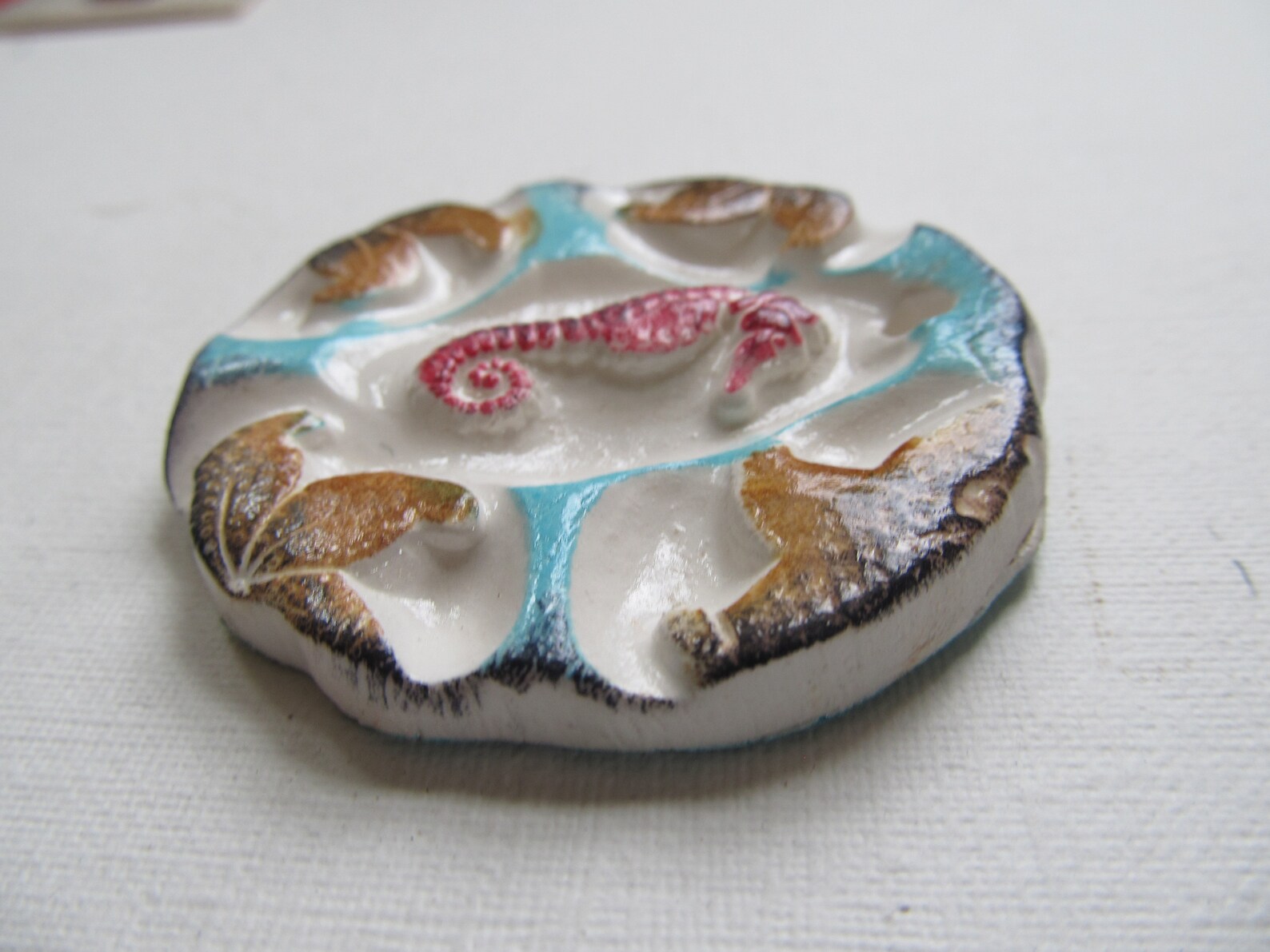 Beach Pendants/tags, Rustic Ceramic White, Blue & Brown, Seahorse ...