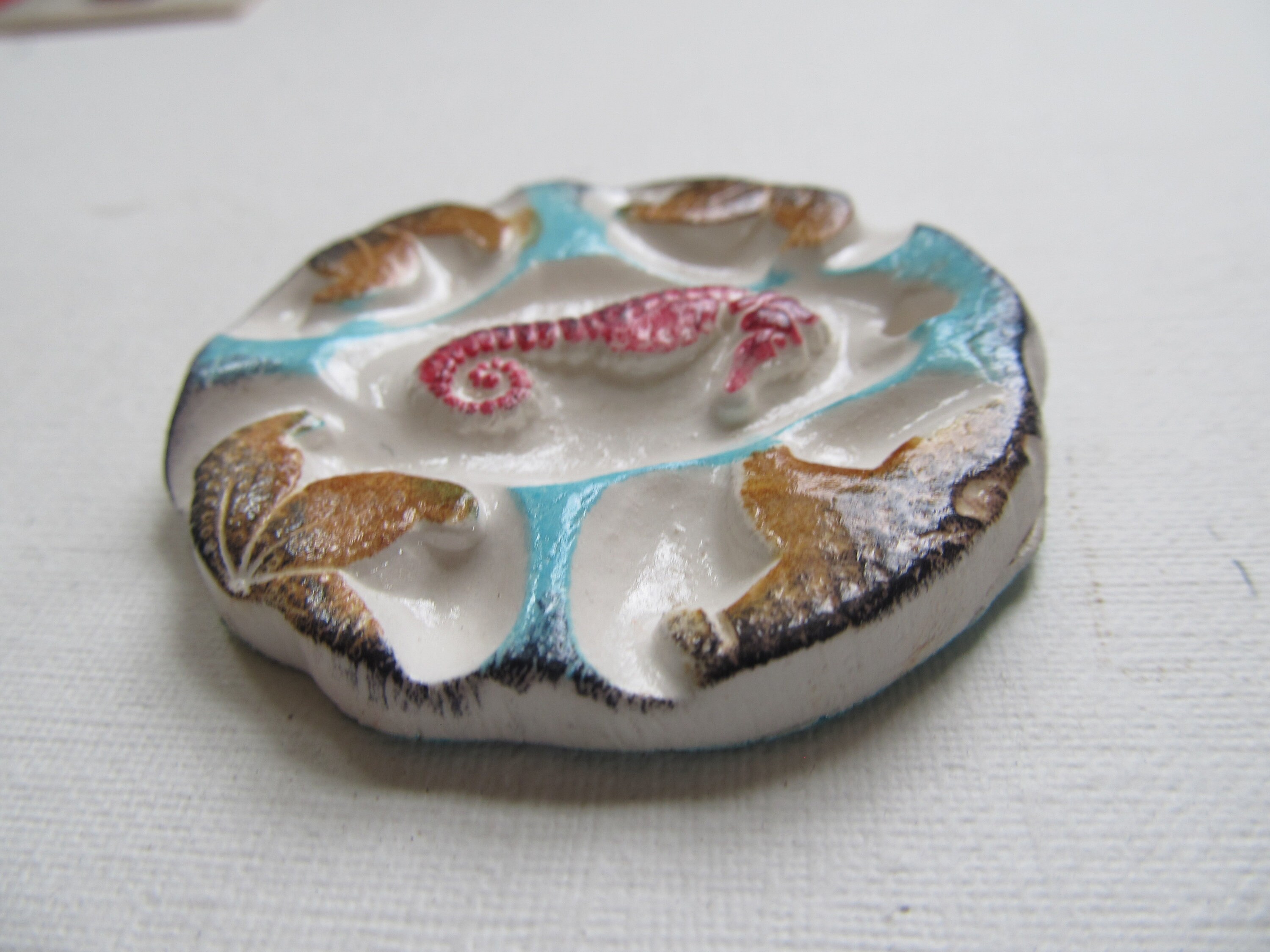 Beach Pendants/tags Rustic Ceramic White Blue & Brown - Etsy