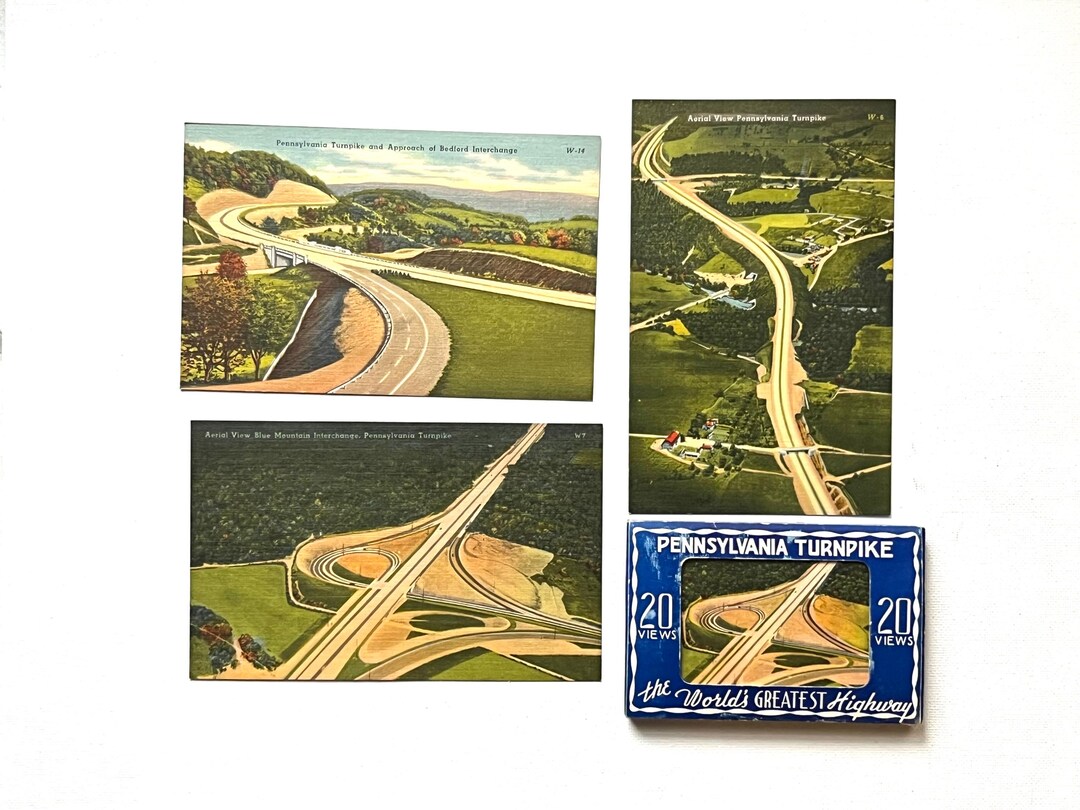 Vintage 1940s Postcards, Pennsylvania/pa Turnpike, Highway, 1 Box of 20 ...