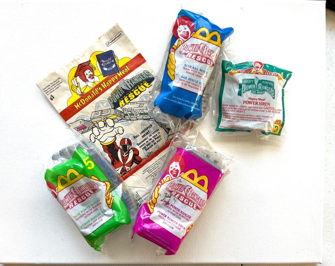 5-pc Power Rangers, Mcdonald's Toys, Vintage 1990s/2000s, Pink & Blue ...