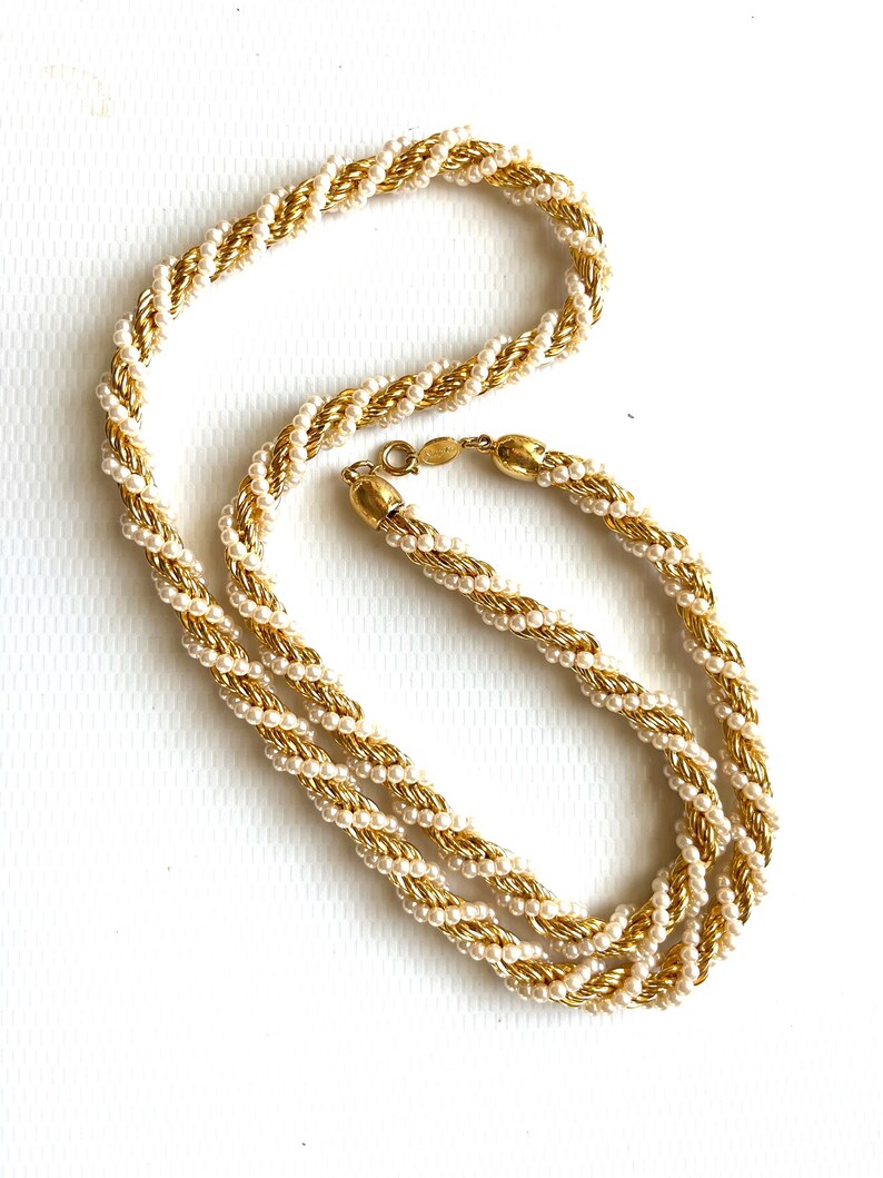Rope Chain Necklace, Vintage 1990s Signed Napier, Gold-plated & Faux ...