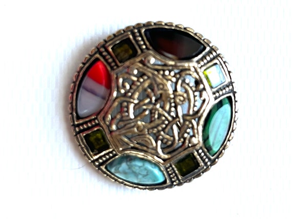 Miracle Brooch Pin, Marked England, Round, Gold-Tone,… - Gem