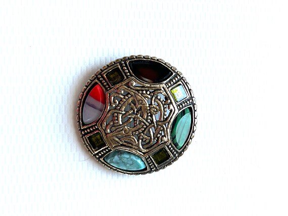 Miracle Brooch Pin, Marked England, Round, Gold-Tone,… - Gem