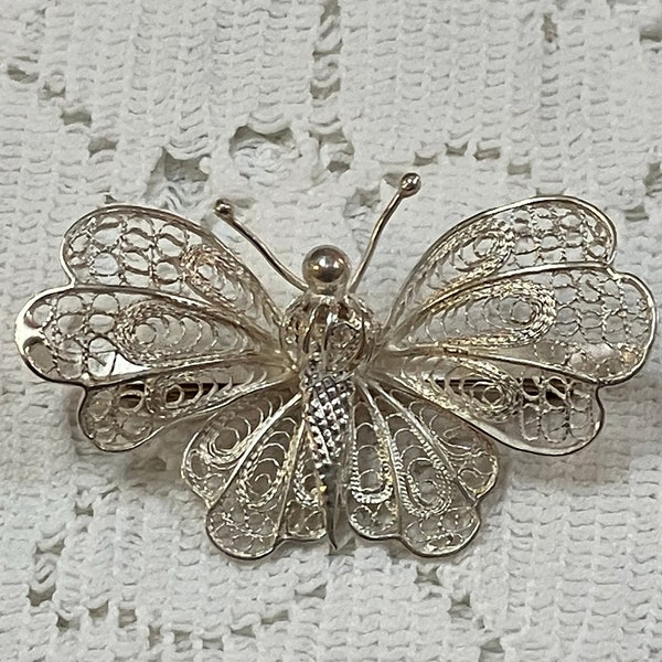 925 Silver Butterfly Brooch - Etsy