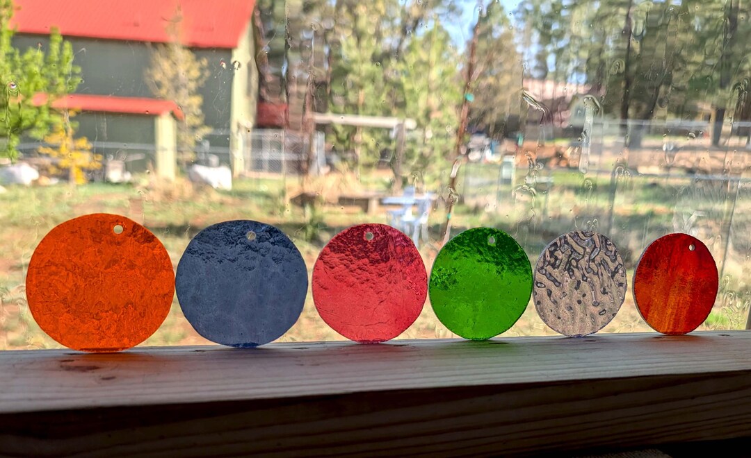 Stained Glass Chime Pieces - Multi-colored Clear Textured Glass- 6 ...