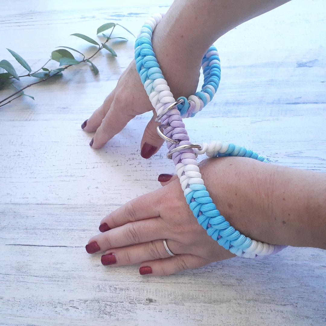 ADULT ONLY, Adjustable Slip Handcuffs, Frozen Paracord, Purple White ...