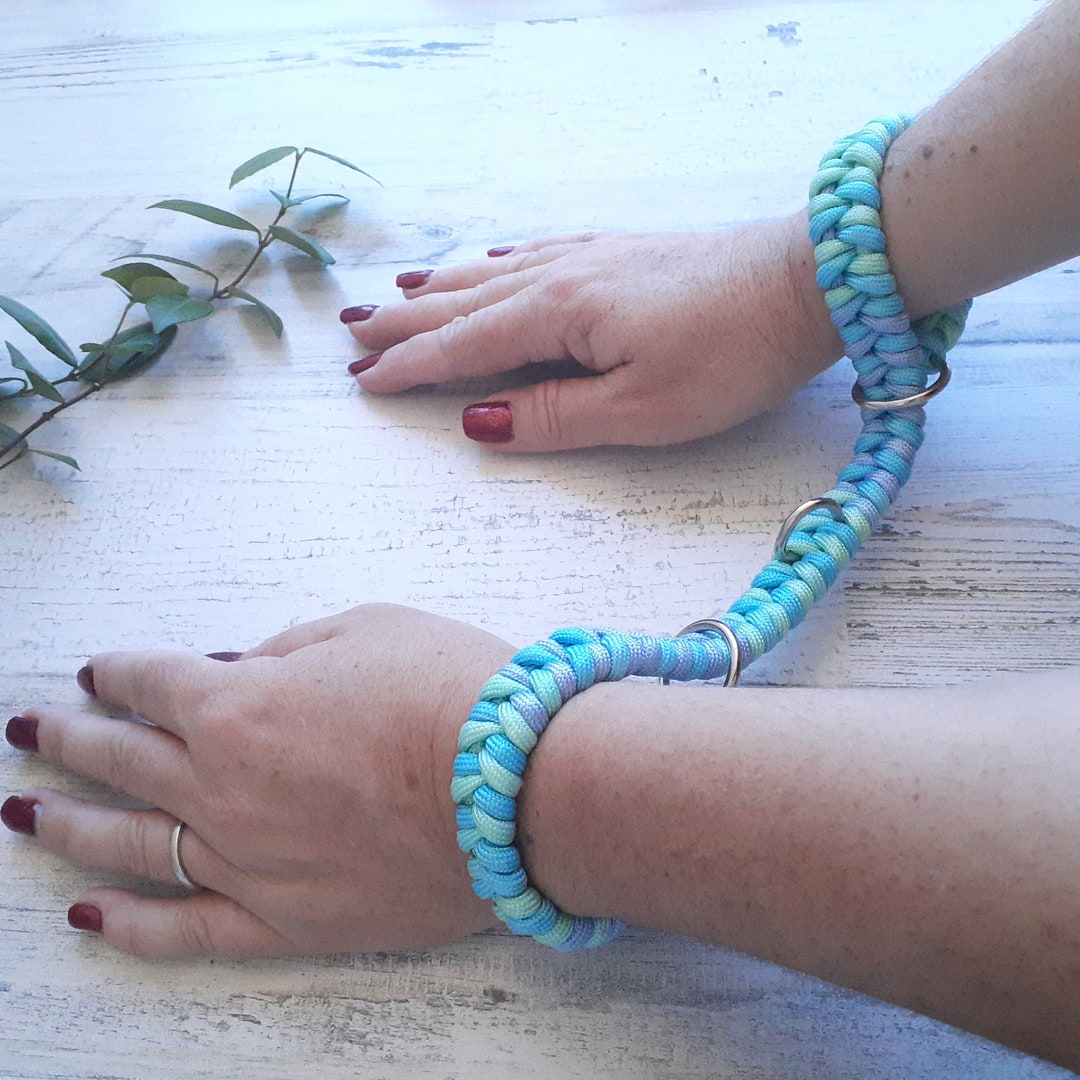 ADULT ONLY, Adjustable Slip Handcuffs, Aquamarine Paracord, Teal Blue ...