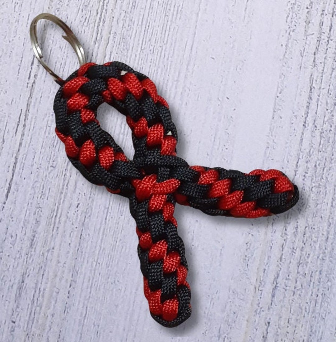 Sepsis Ribbon Paracord Awareness Keychain Red With Black - Etsy UK