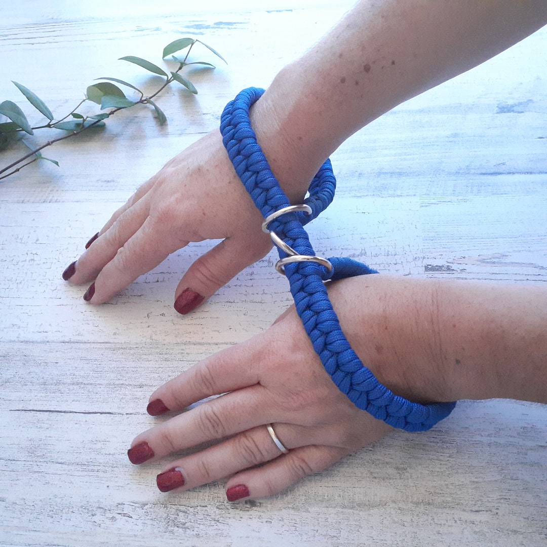 Bondage Handcuffs, Royal Blue Paracord Handcuffs, Custom-made Ankle ...